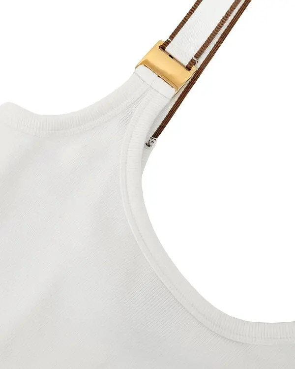 REISS Tank Top - White/camel