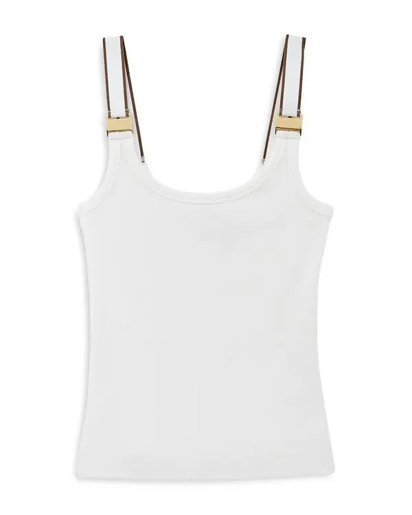 REISS Tank Top - White/camel