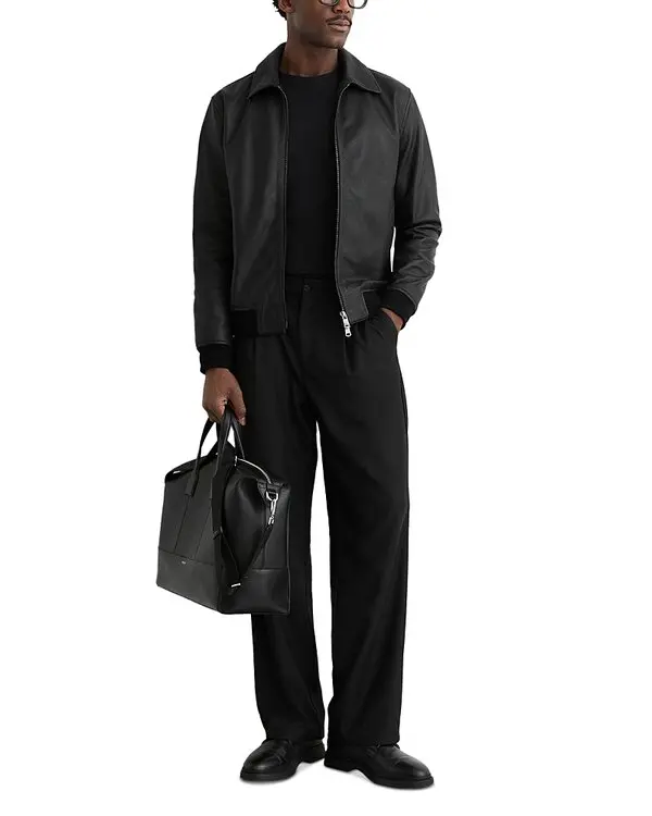 REISS Leather Zip-up Jacket
