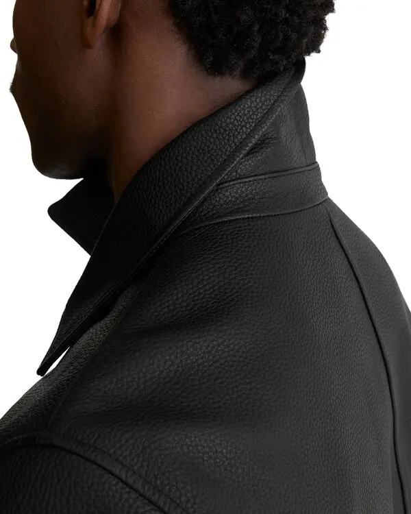REISS Leather Zip-up Jacket