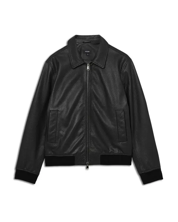 REISS Leather Zip-up Jacket