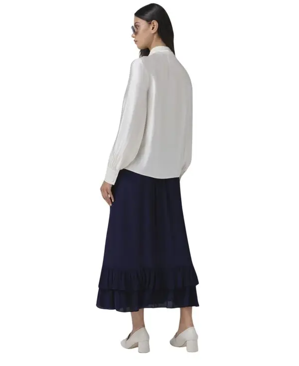 GHOST LONDON Anna Satin Tie Neck Blouse