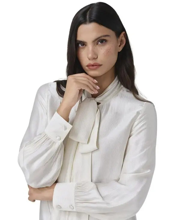 GHOST LONDON Anna Satin Tie Neck Blouse