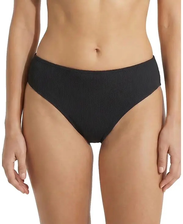 CHANGE OF SCENERY Classic Mid-rise Textured Bikini Bottom - Black Texture