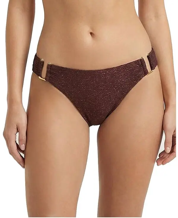 CHANGE OF SCENERY Layla U-bar Trim Metallic Bikini Bottom - Cacao/gold Metallic