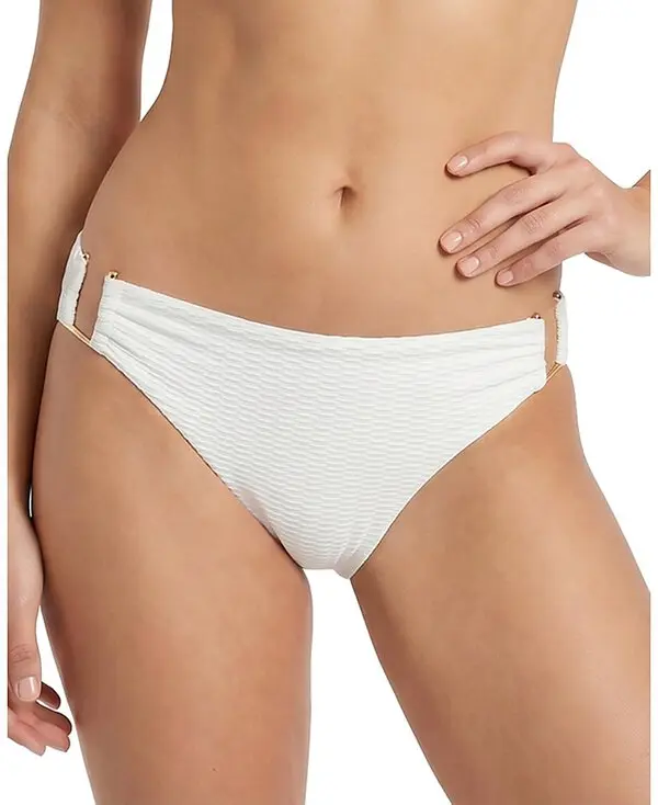 CHANGE OF SCENERY Layla U-bar Trim Metallic Bikini Bottom - Ivory/gold Metallic