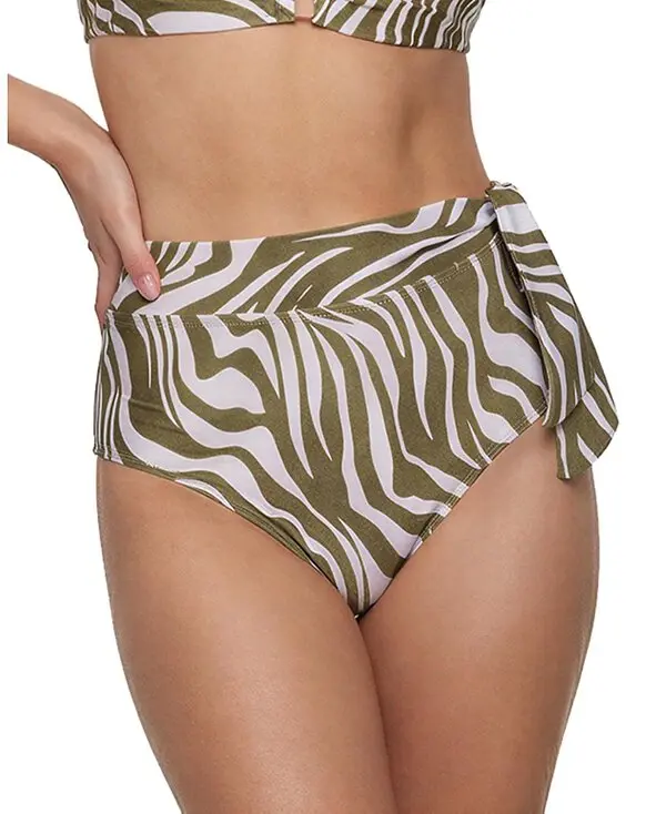 CHANGE OF SCENERY Printed High-waisted Bikini Bottom - Serengeti