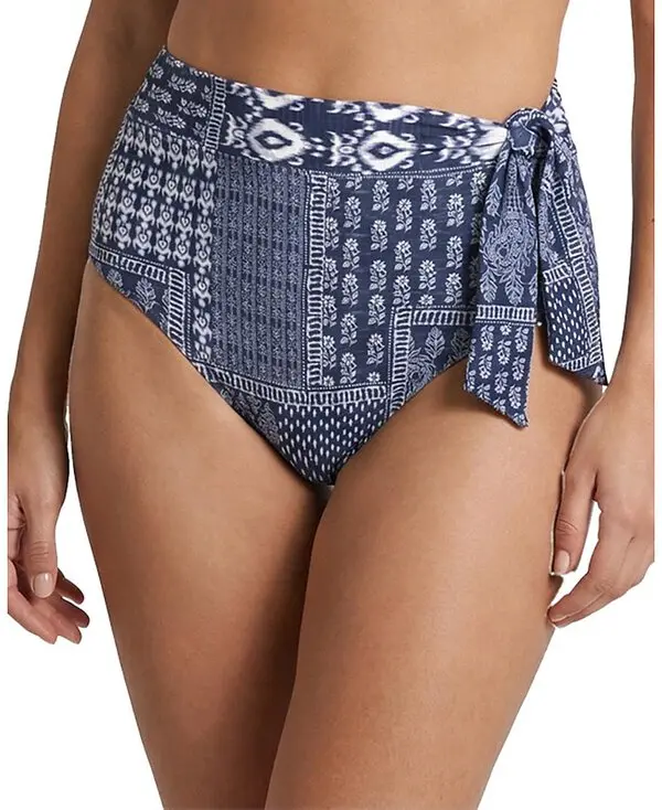CHANGE OF SCENERY Printed High-waisted Bikini Bottom - Tivara Patchwork