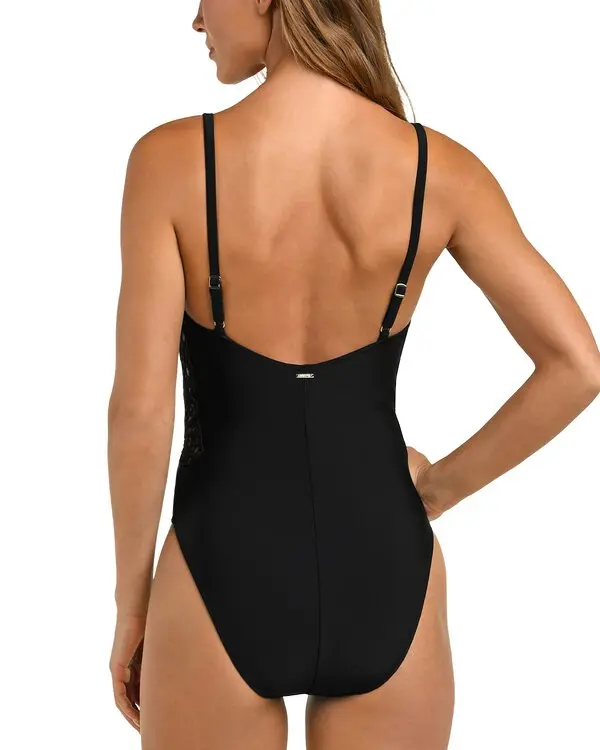 L'Agence Crocheted One-piece Swimsuit - Black
