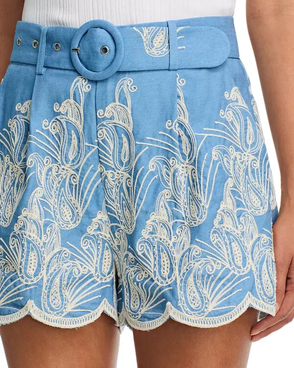 Aqua Embroidered Shorts