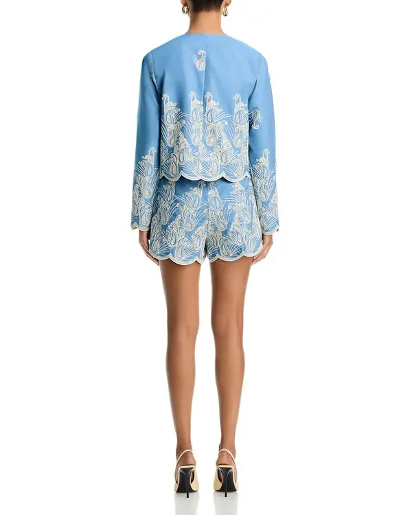 Aqua Embroidered Shorts