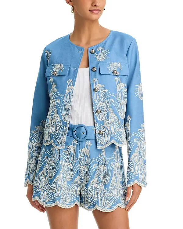 Aqua Embroidered Blazer