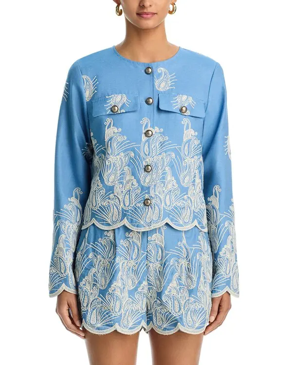 Aqua Embroidered Blazer