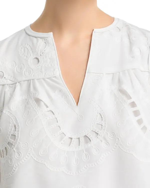Aqua Eyelet Long Sleeve Top