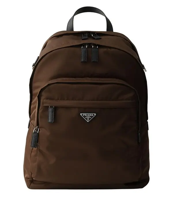 Prada Re-nylon And Saffiano Leather Backpack - Brown