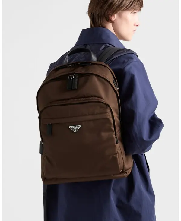 Prada Re-nylon And Saffiano Leather Backpack - Brown