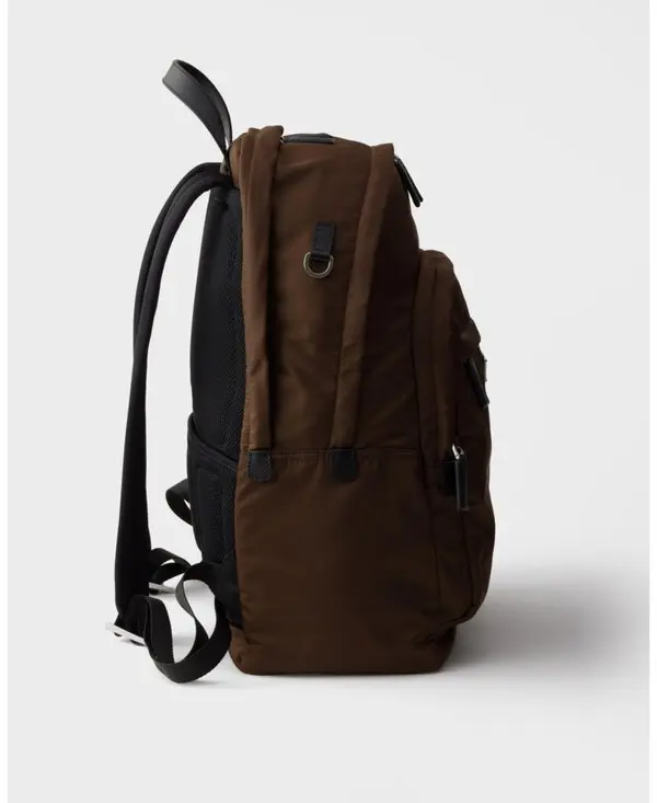 Prada Re-nylon And Saffiano Leather Backpack - Brown