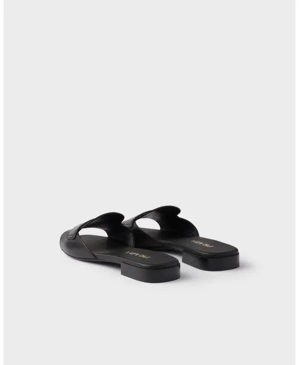 Prada Leather Slides - Black