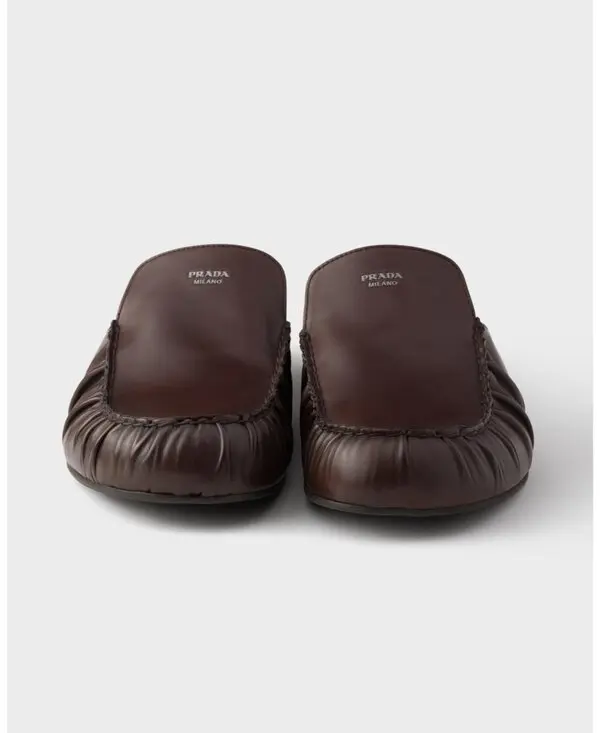 Prada Leather Mules - Brown