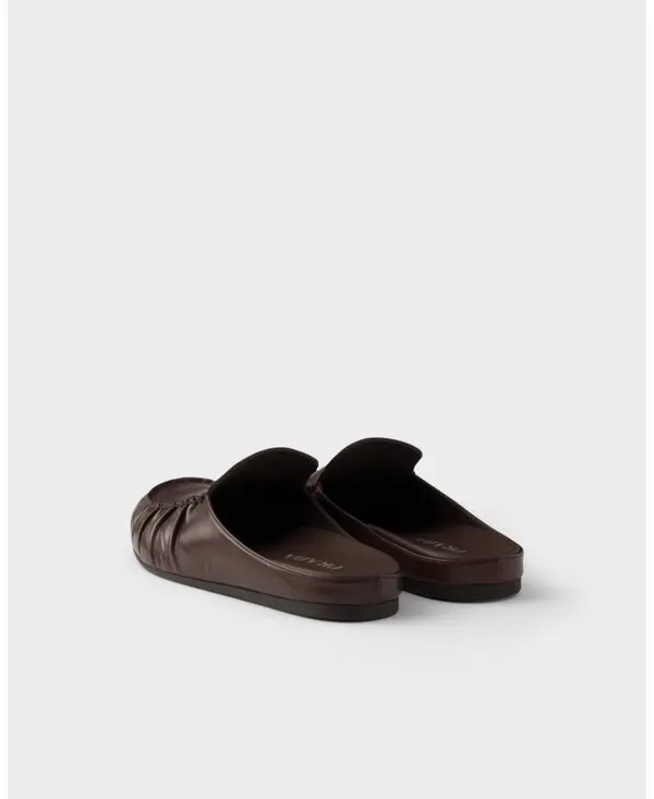 Prada Leather Mules - Brown