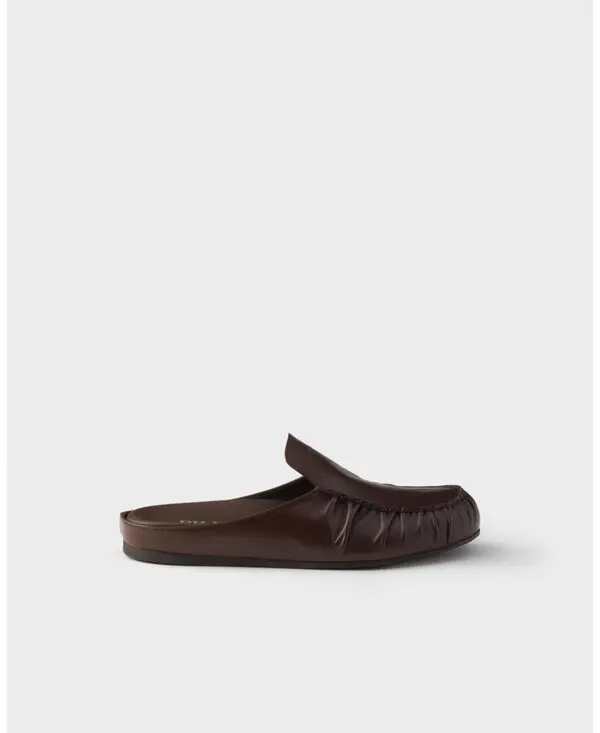 Prada Leather Mules - Brown