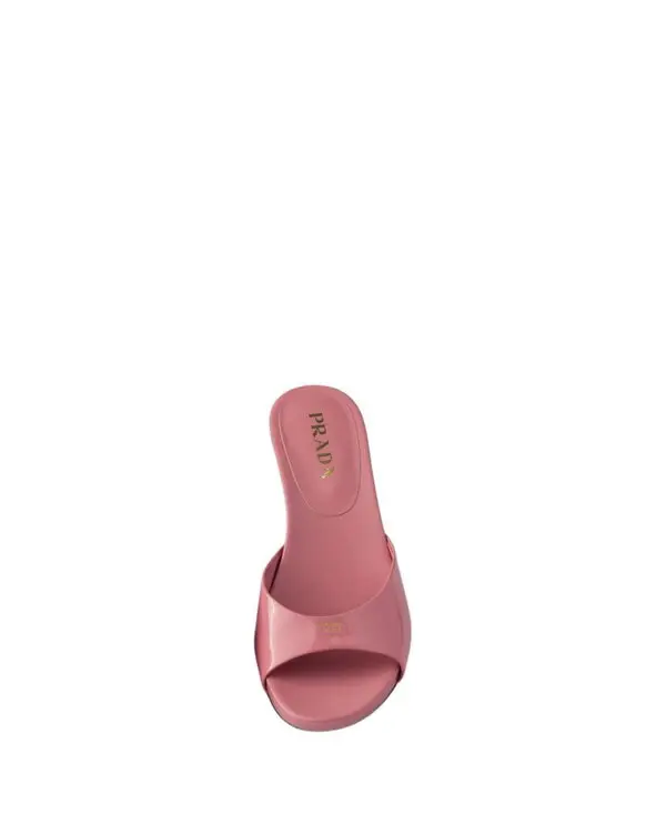 Prada Patent Leather Kitten Heel Sandals - Pink