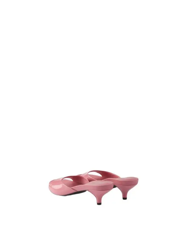 Prada Patent Leather Kitten Heel Sandals - Pink