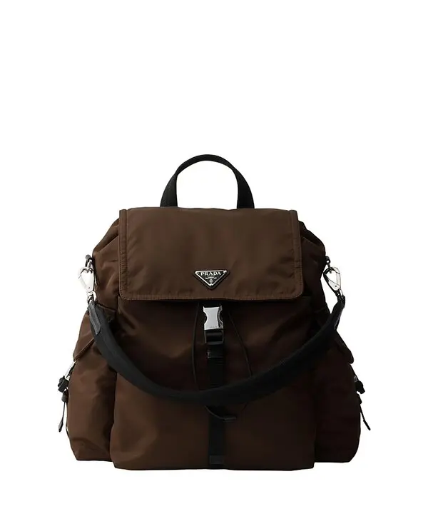 Prada Re-nylon And Leather Backpack - Brown