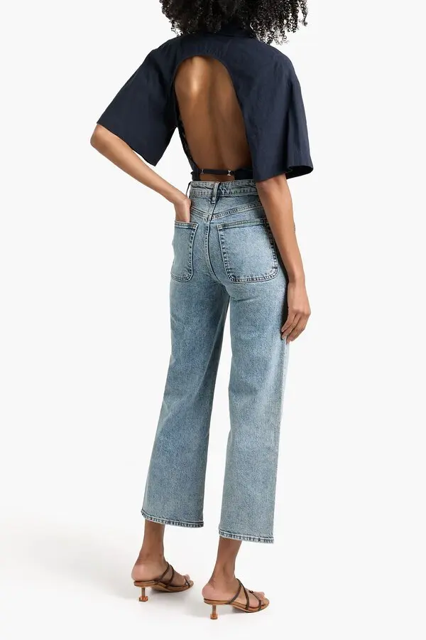 FRAME The Modern Pocket High-rise Wide-leg Jeans - Light Denim