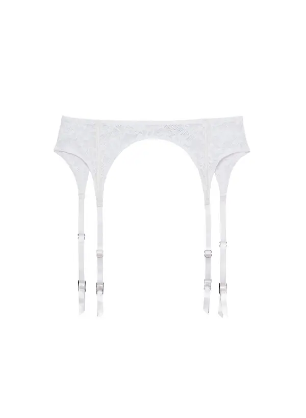 FLEUR DU MAL Le Stretch Lace Garter Belt - Ivory