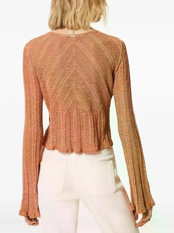 TWINSET Tie-front Knitted Cardigan With Chevron Pattern - Orange