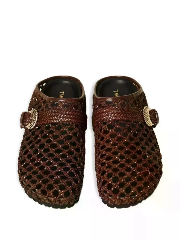 TWINSET Woven Buckled Mules
