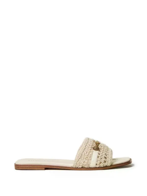 TWINSET Crochet Appliqué Flat Sandals - Neutrals
