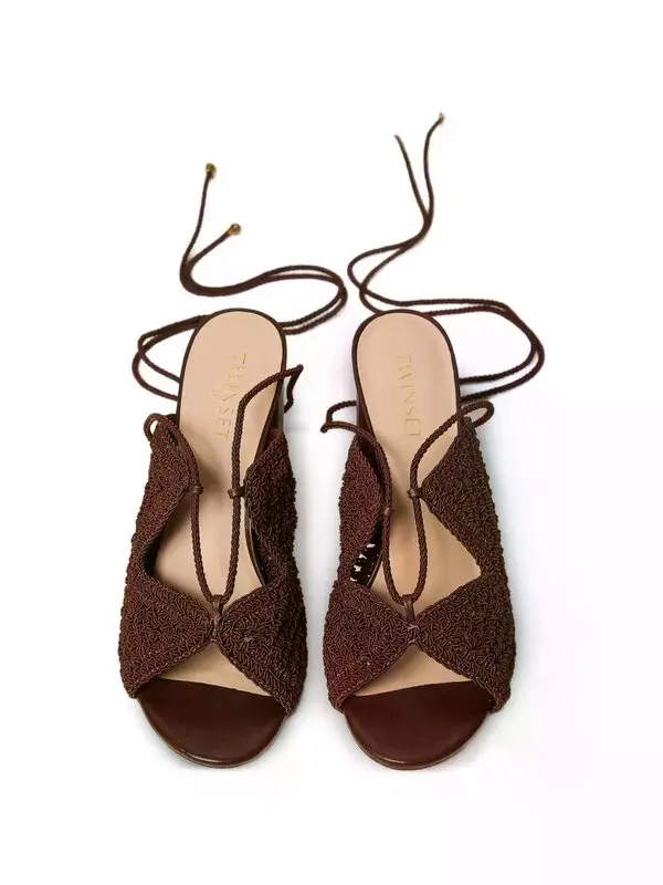 TWINSET Macrame Tie Sandals