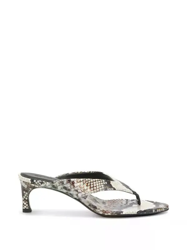 ROTATE BY BIRGER CHRISTENSEN Snake-print Leather Mules - Grey
