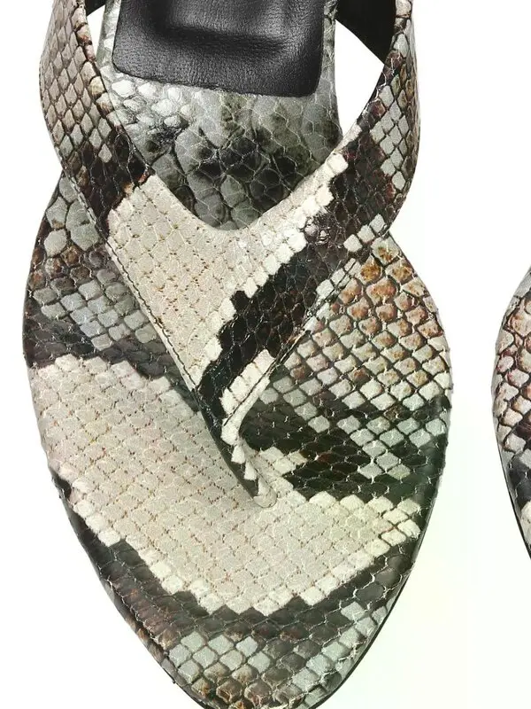 ROTATE BY BIRGER CHRISTENSEN Snake-print Leather Mules - Grey
