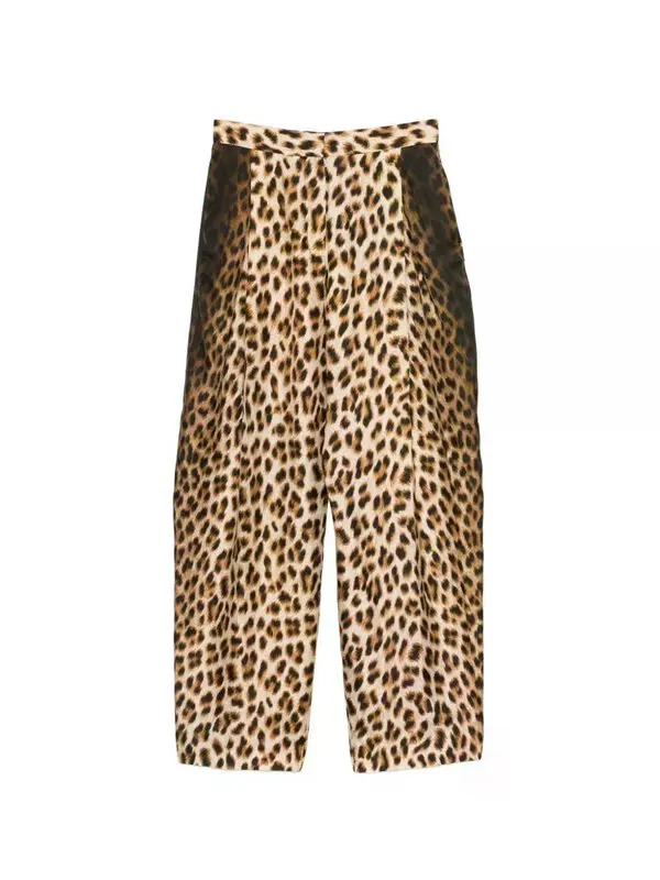 Sportmax Leopard Print Wide Leg Trousers - Neutrals