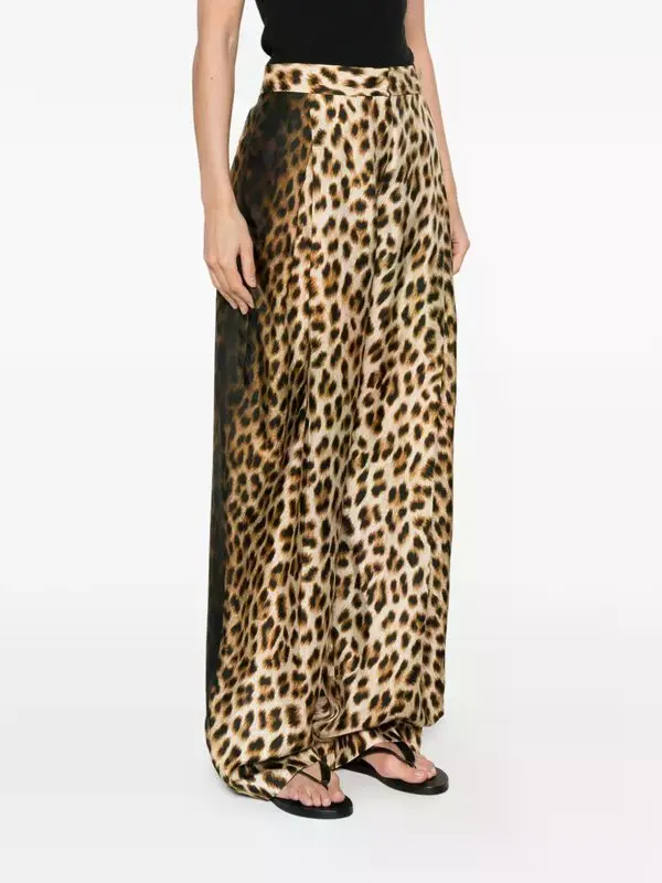 Sportmax Leopard Print Wide Leg Trousers - Neutrals