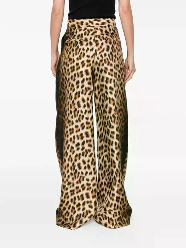 Sportmax Leopard Print Wide Leg Trousers - Neutrals