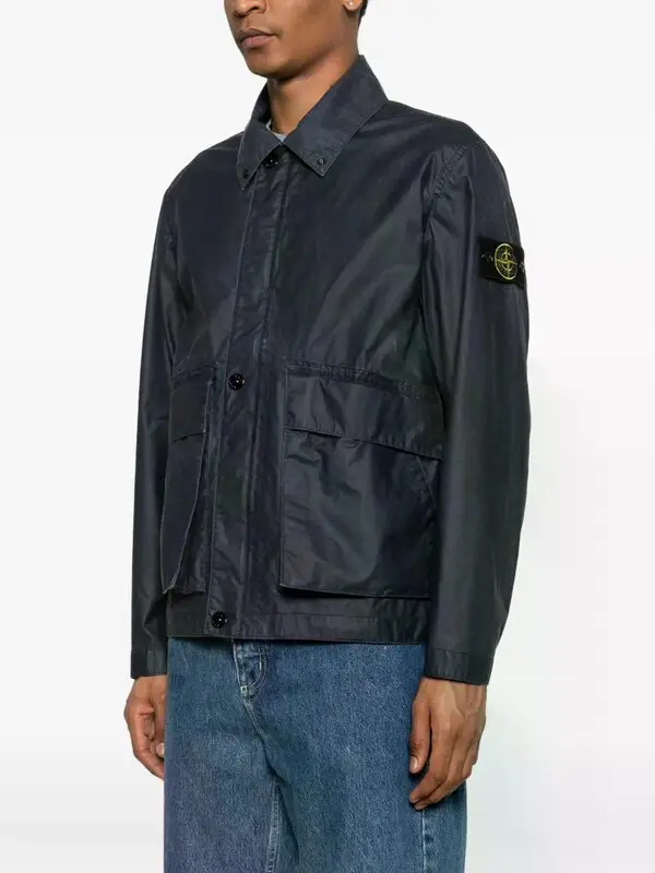 Stone Island Waxed Shirt Jacket - Blue