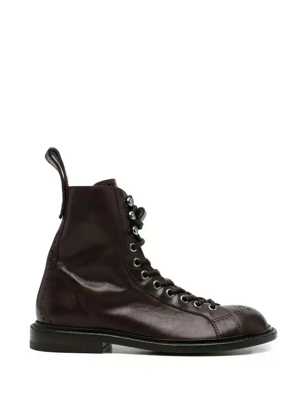 Versace Billy Lace-up Brogue Boots - Brown