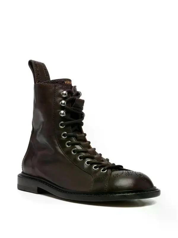 Versace Billy Lace-up Brogue Boots - Brown