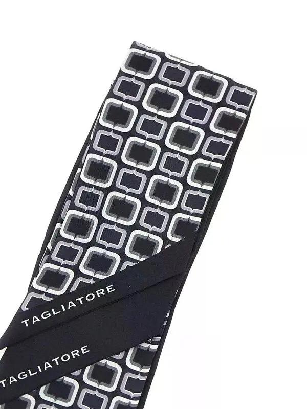 Tagliatore Geometric Print Scarf - Black