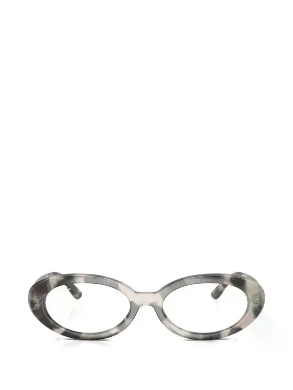 Ray-ban Tortoiseshell-pattern Oval Frame Glasses - Grey