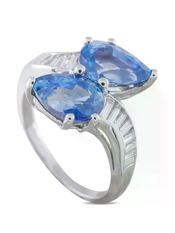 LB EXCLUSIVE Diamond And Sapphire Platinum Ring - Silver