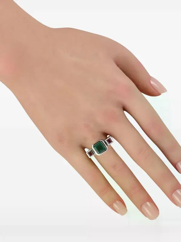 LB EXCLUSIVE Emerald And Ruby Ring - Silver