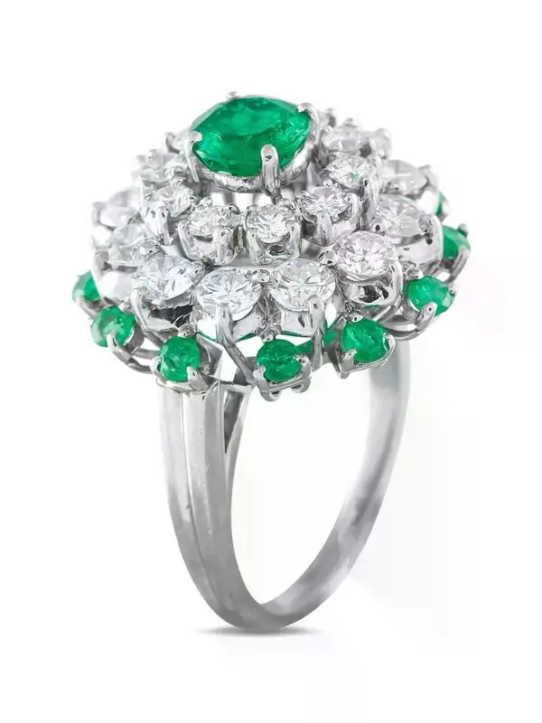 LB EXCLUSIVE Diamond And Emerald Platinum Ring