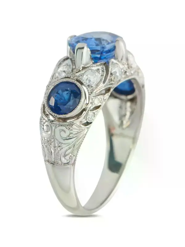 LB EXCLUSIVE 18k White Gold, Sapphire, And Diamond Ring - Silver