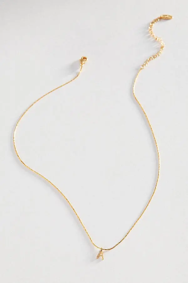 Anthropologie Initial Charm Snake Chain Necklace - A