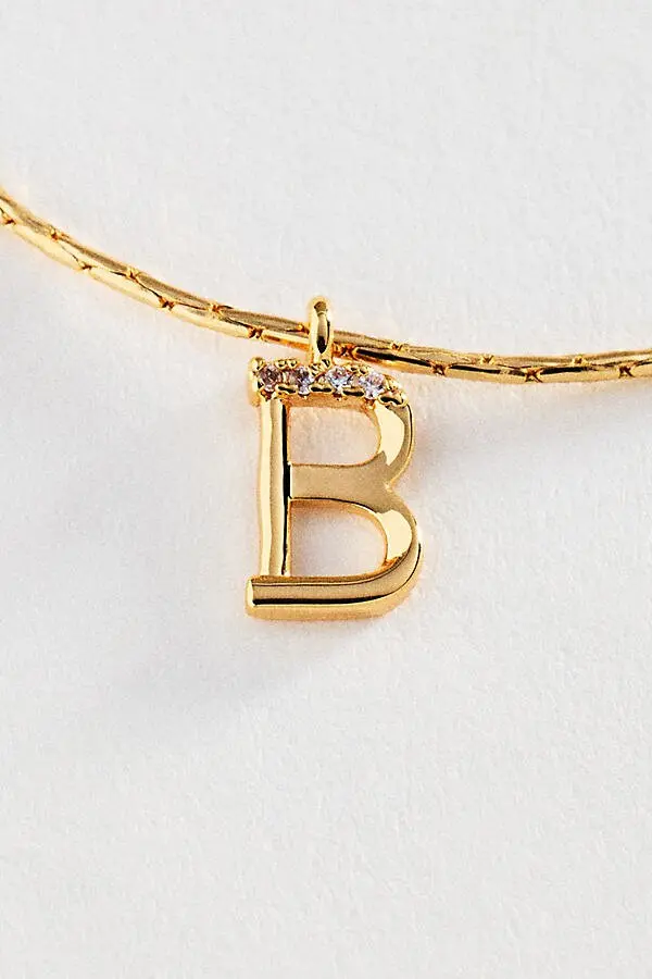 Anthropologie Initial Charm Snake Chain Necklace - B